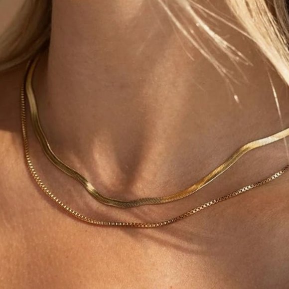 Jewelry | Multilayer Double Snake Chain Choker Necklace | Poshmark